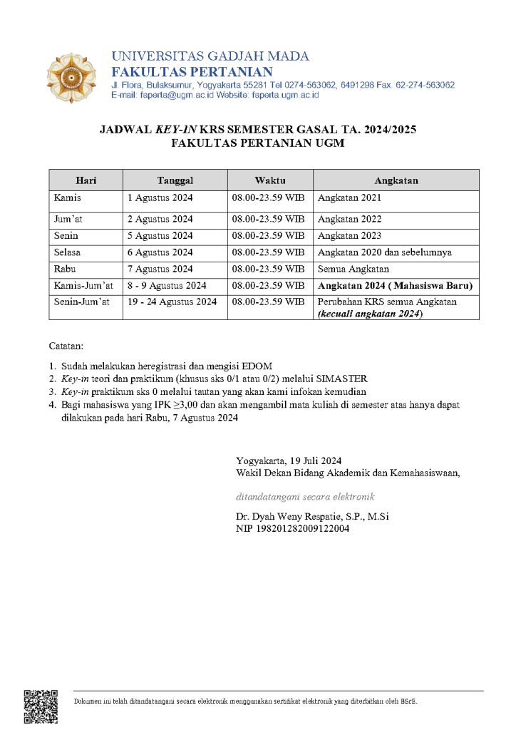 KALENDER AKADEMIK SEMESTER GASAL T.A. 2024/2025 – sosek.faperta.ugm.ac.id